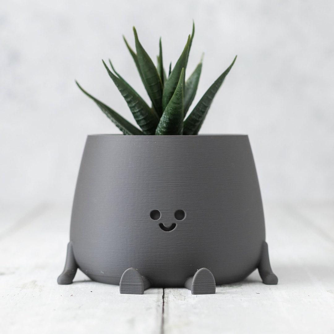 3D Printed Happy Face Plant Pot, Eco-friendly Bio-based Planter - Etsy UK