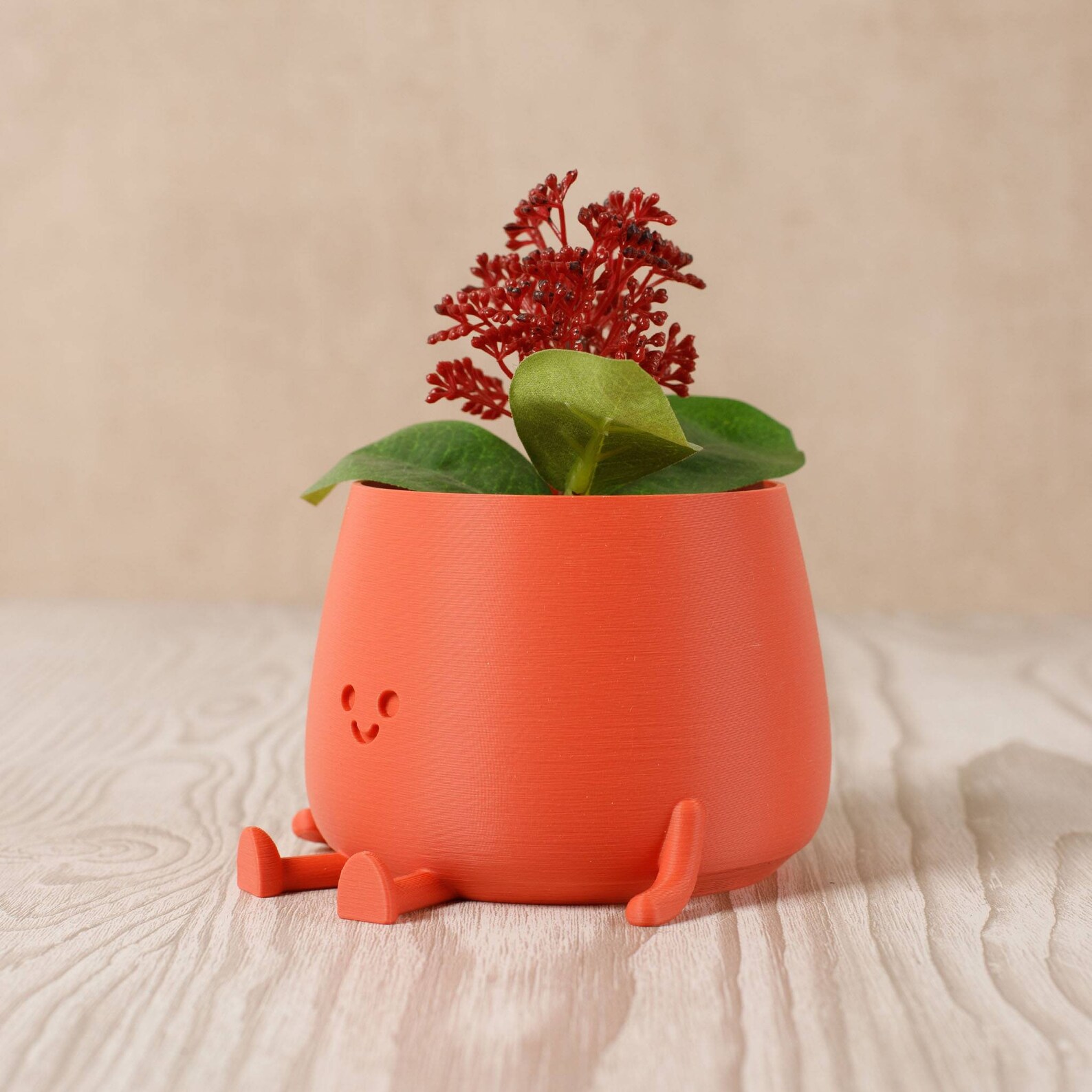 3D Printed Happy Face Planter Eco-friendly Bio-based - Etsy