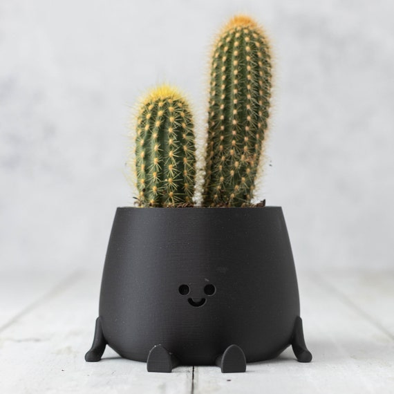 3D Printed Happy Face Planter Eco-friendly Bio-based | Etsy
