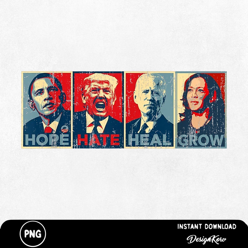 Hope Hate Heal Grow Svg Png, Yes We Kam, Kamala Harris Support Svg ...