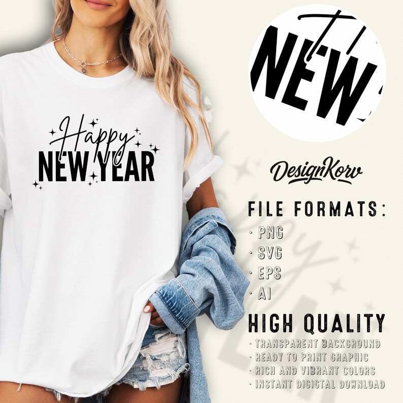 Happy New Year Svg Modern Calligraphy NYE Png, Festive Party Png ...
