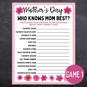 Mothers Day Printable Games Mothers Day Games Bundle - Etsy