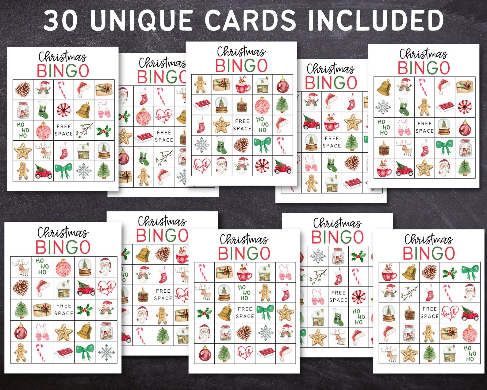 Christmas BINGO Game for Kids and Adults Christmas Printable | Etsy