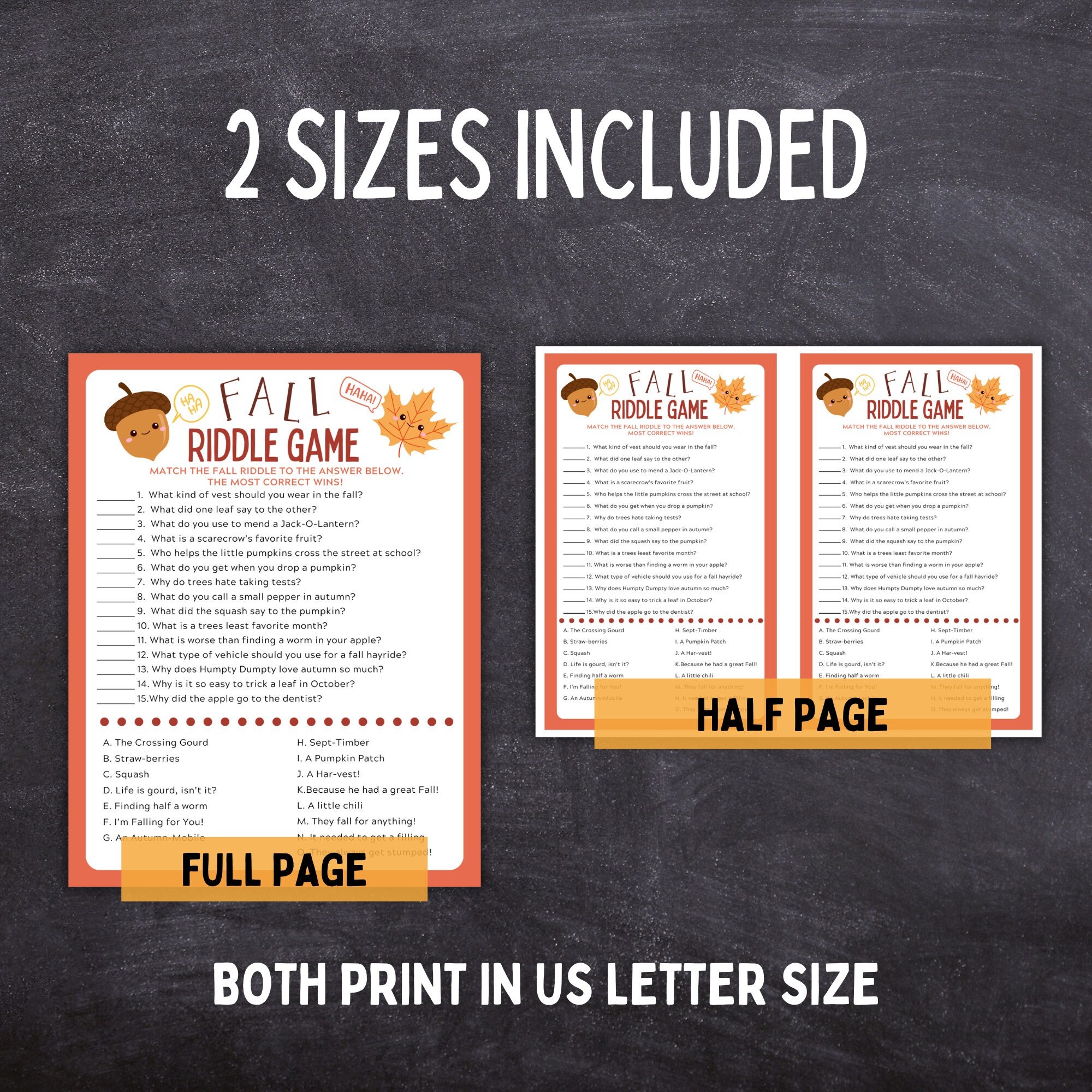 Fall Riddle Game | Fall Jokes | Fall Printable Game | Autumn Games ...