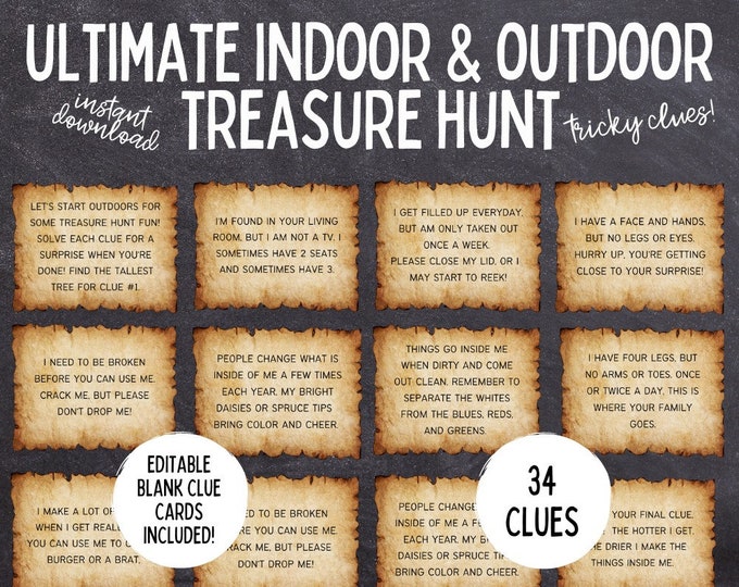 Ultimate Riddle Treasure Hunt Kit | Scavenger Hunt Clues Party Game ...