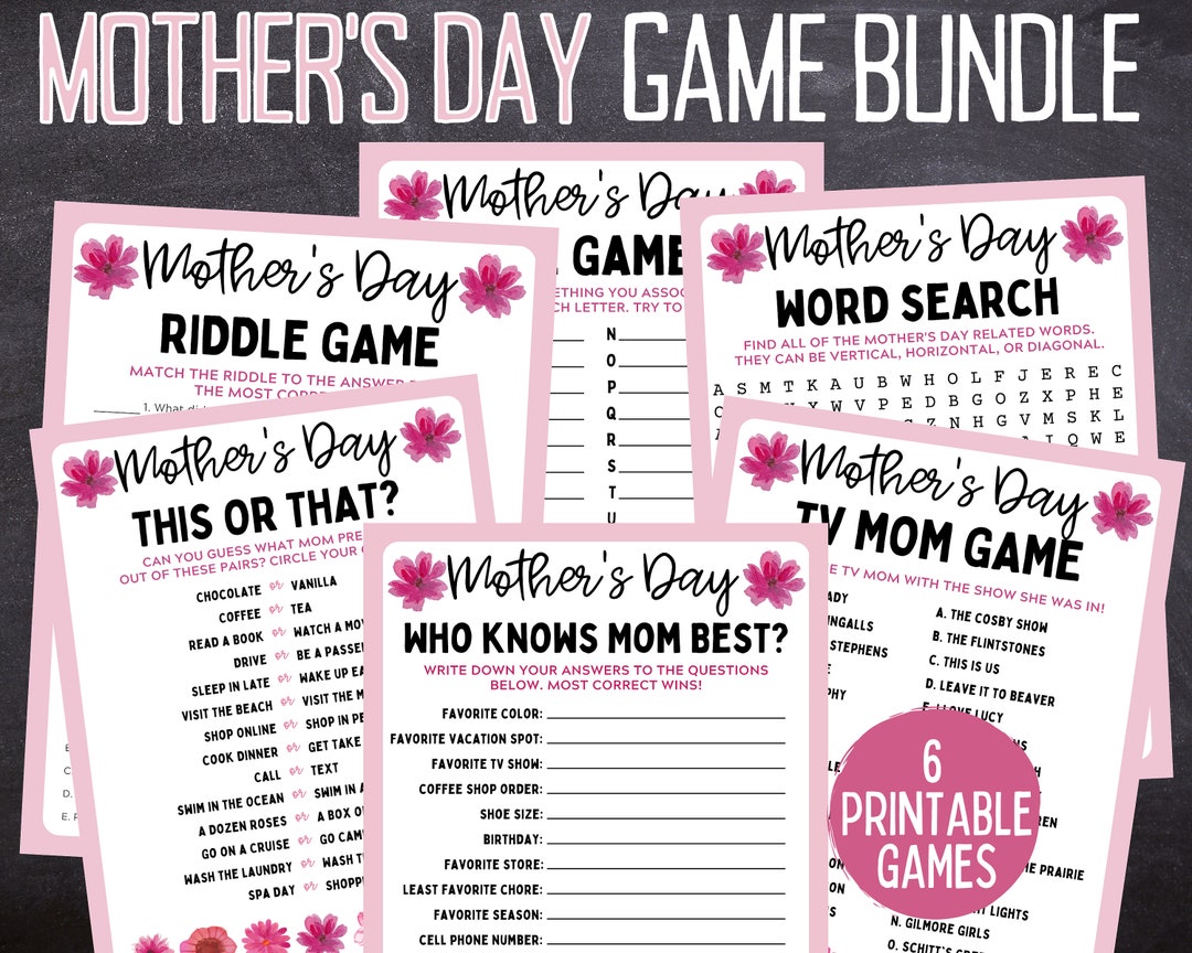 Mothers Day Printable Games Mothers Day Games Bundle - Etsy