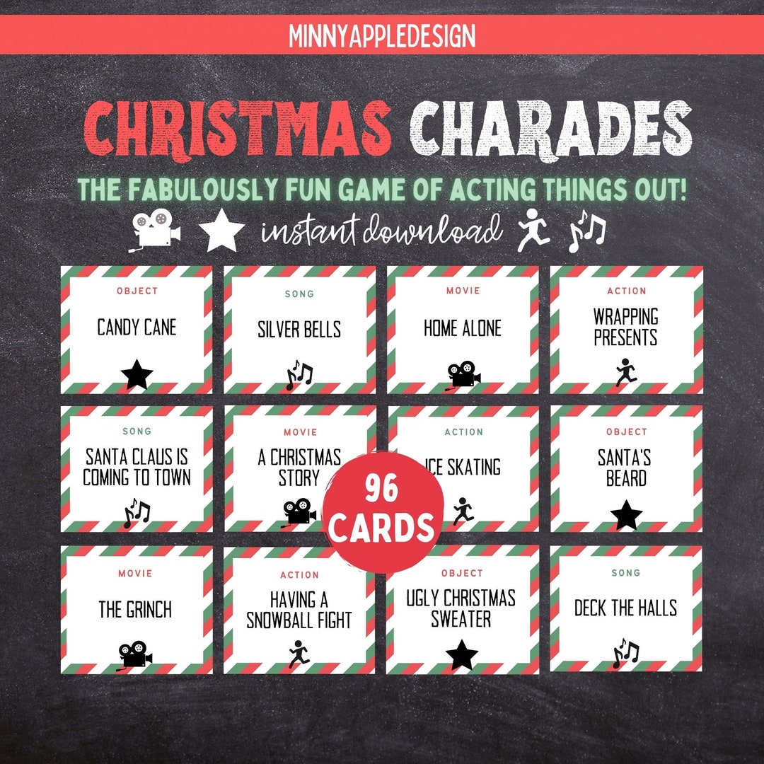 Christmas Charades Christmas Printable Game Christmas - Etsy