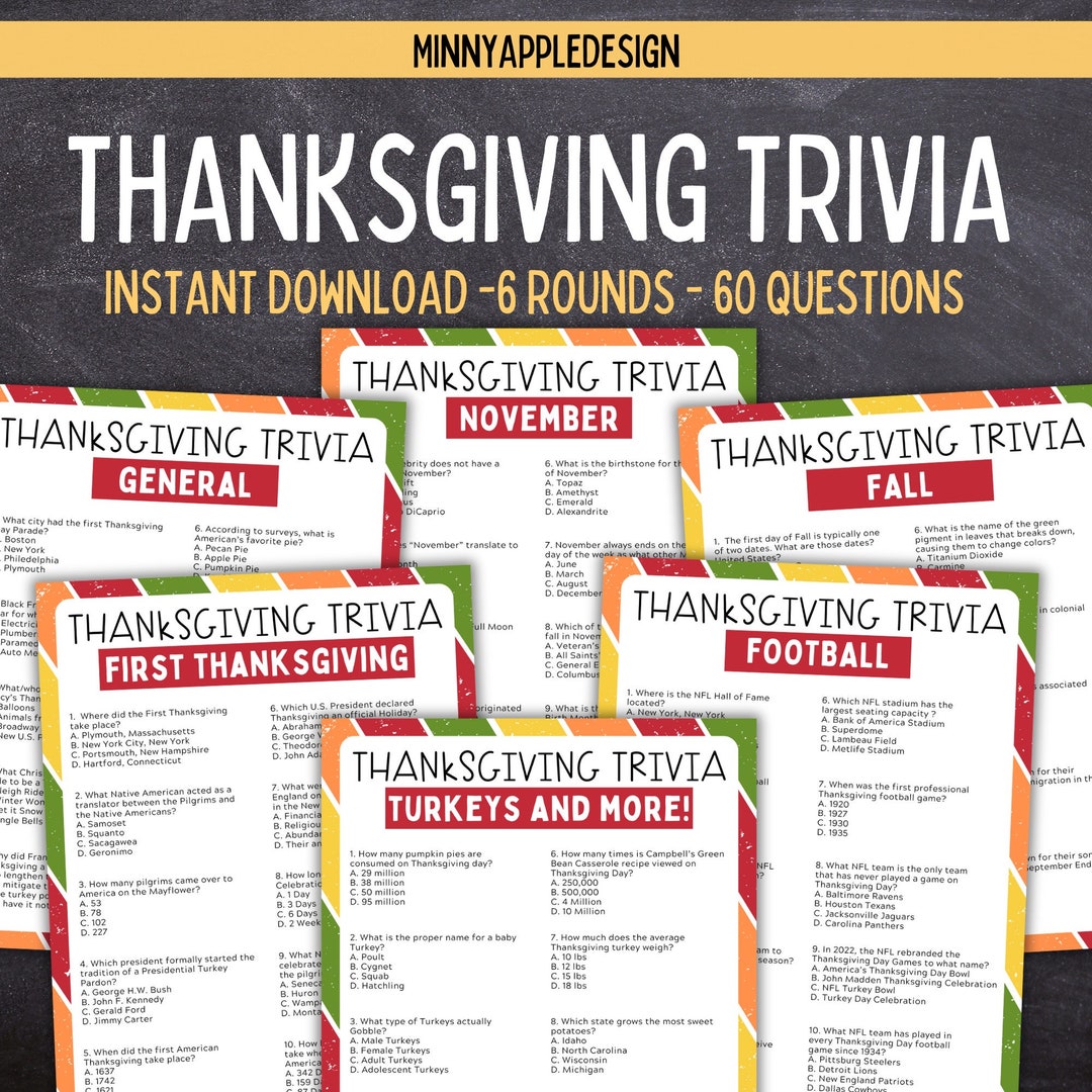 Printable Thanksgiving Trivia Game | Thanksgiving Trivia Questions ...