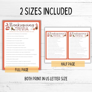 Thanksgiving Trivia Game | Thanksgiving Printable Game | Thanksgiving ...
