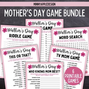 Mothers Day Printable Games Mothers Day Games Bundle Mothers Day ...