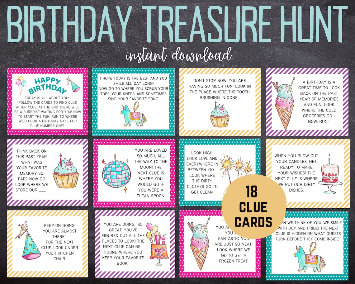 Birthday Scavenger Hunt for Kids Birthday Treasure Hunt - Etsy