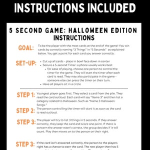 Halloween 5 Second Game | Printable Halloween Game | Halloween Party ...