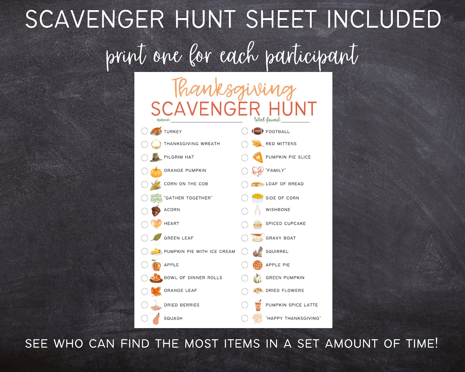 Thanksgiving Photo Scavenger Hunt for Kids Thanksgiving - Etsy