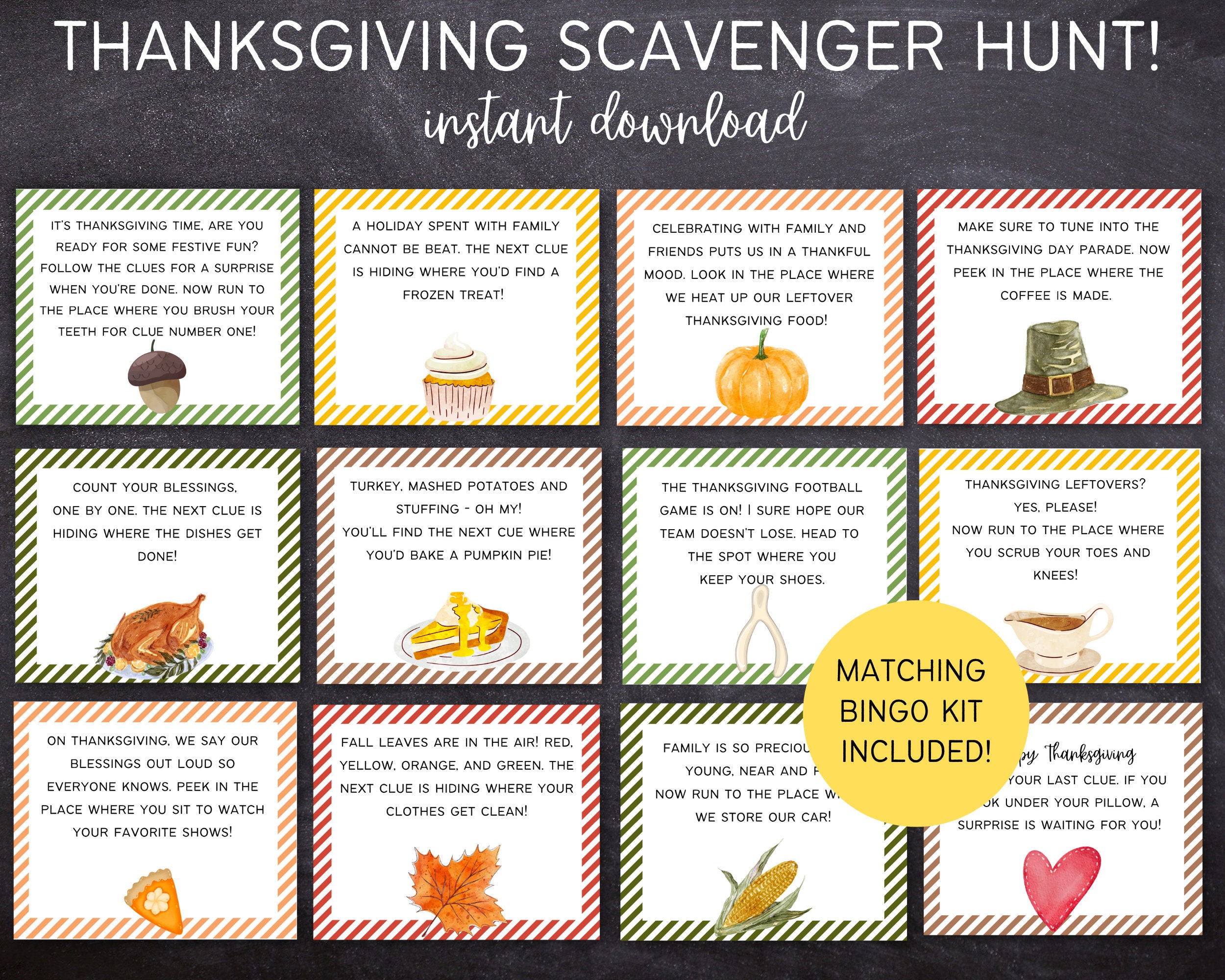 Thanksgiving Scavenger Hunt for Kids Instant Download PDF - Etsy