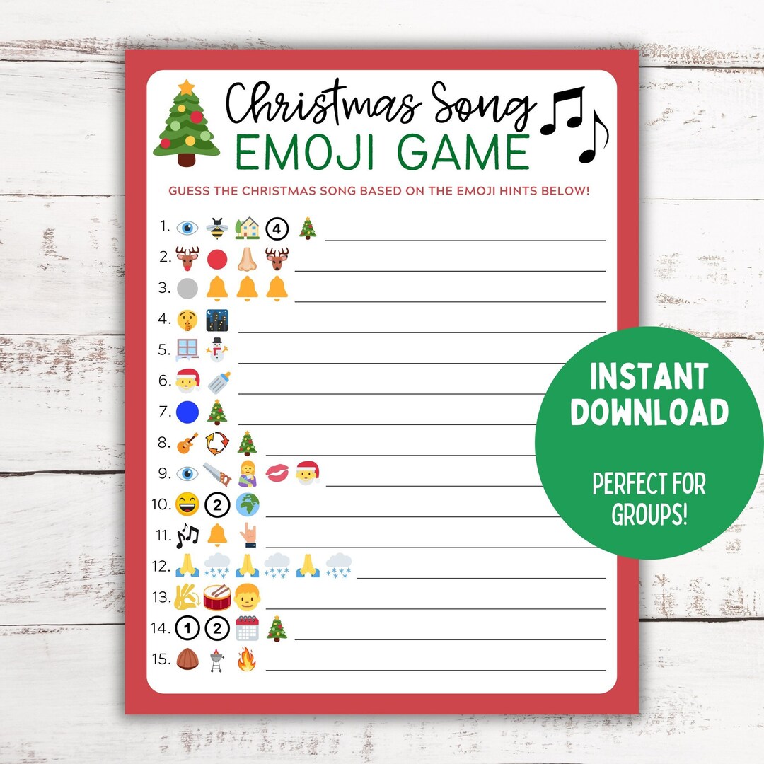 Christmas Emoji Pictionary Christmas Songs Christmas Printable Game ...