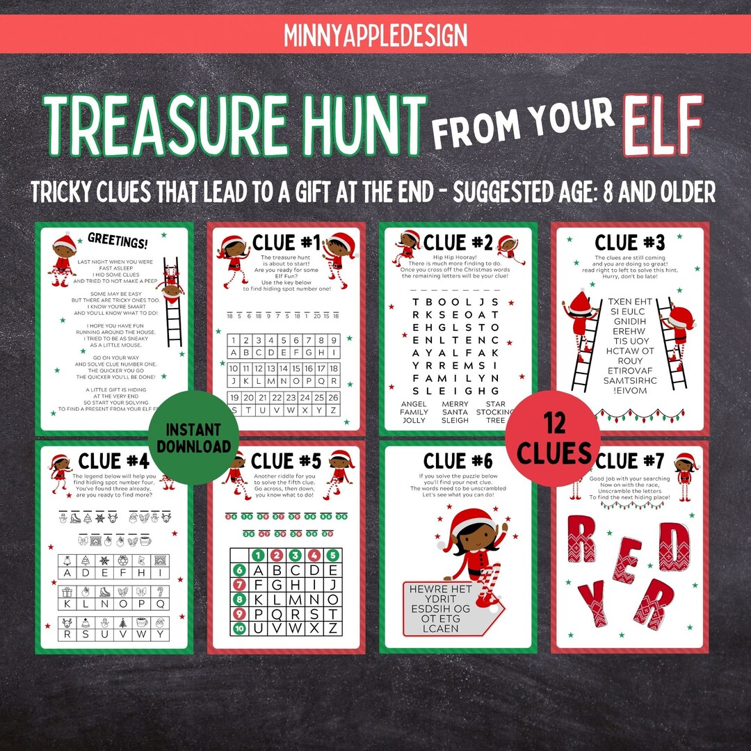 Elf Treasure Hunt for Kids | Elf Scavenger Hunt Hunt | Elf Letter | Elf ...