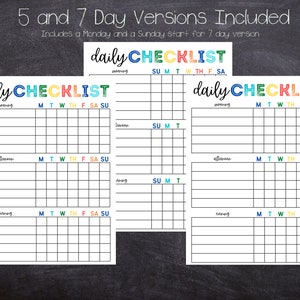 Printable Editable Daily Checklist for Kids Teens and Adults - Etsy
