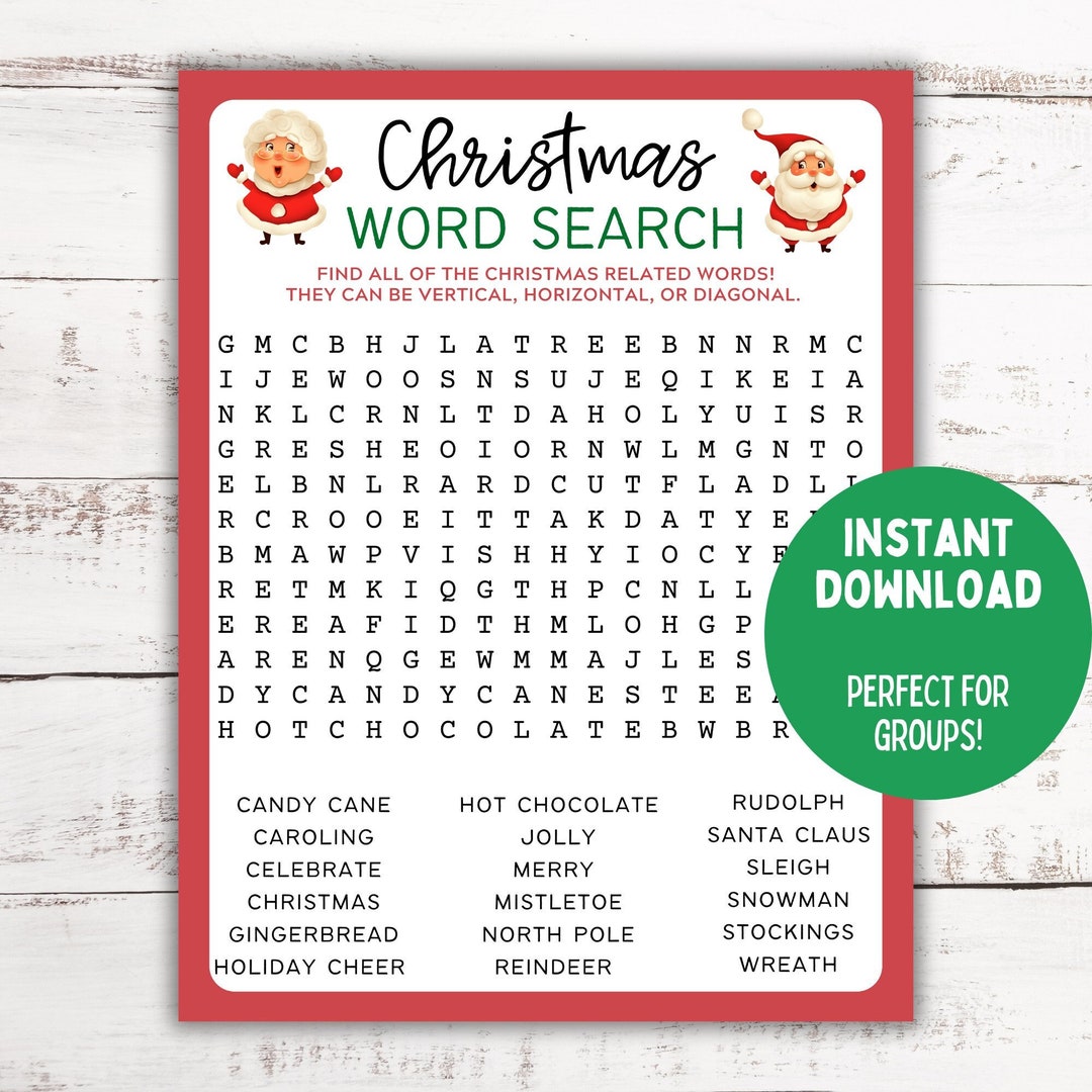 Christmas Word Search | Christmas Game for Kids | Printable Christmas ...