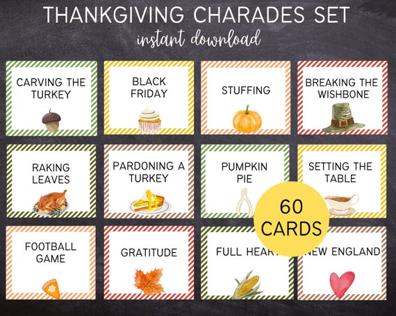 Thanksgiving Charades Game Thanksgiving Printable Game - Etsy