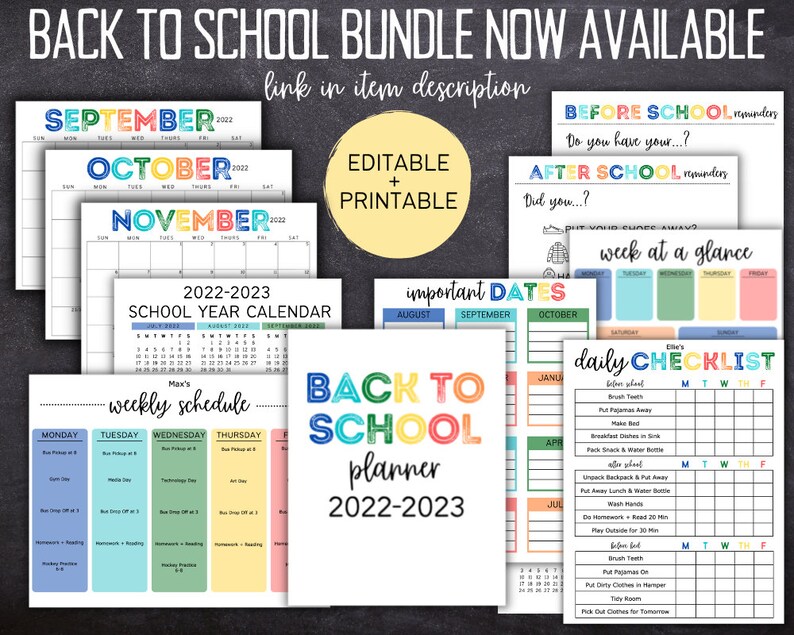 Printable Editable Weekly Schedule Simple Kids School and - Etsy