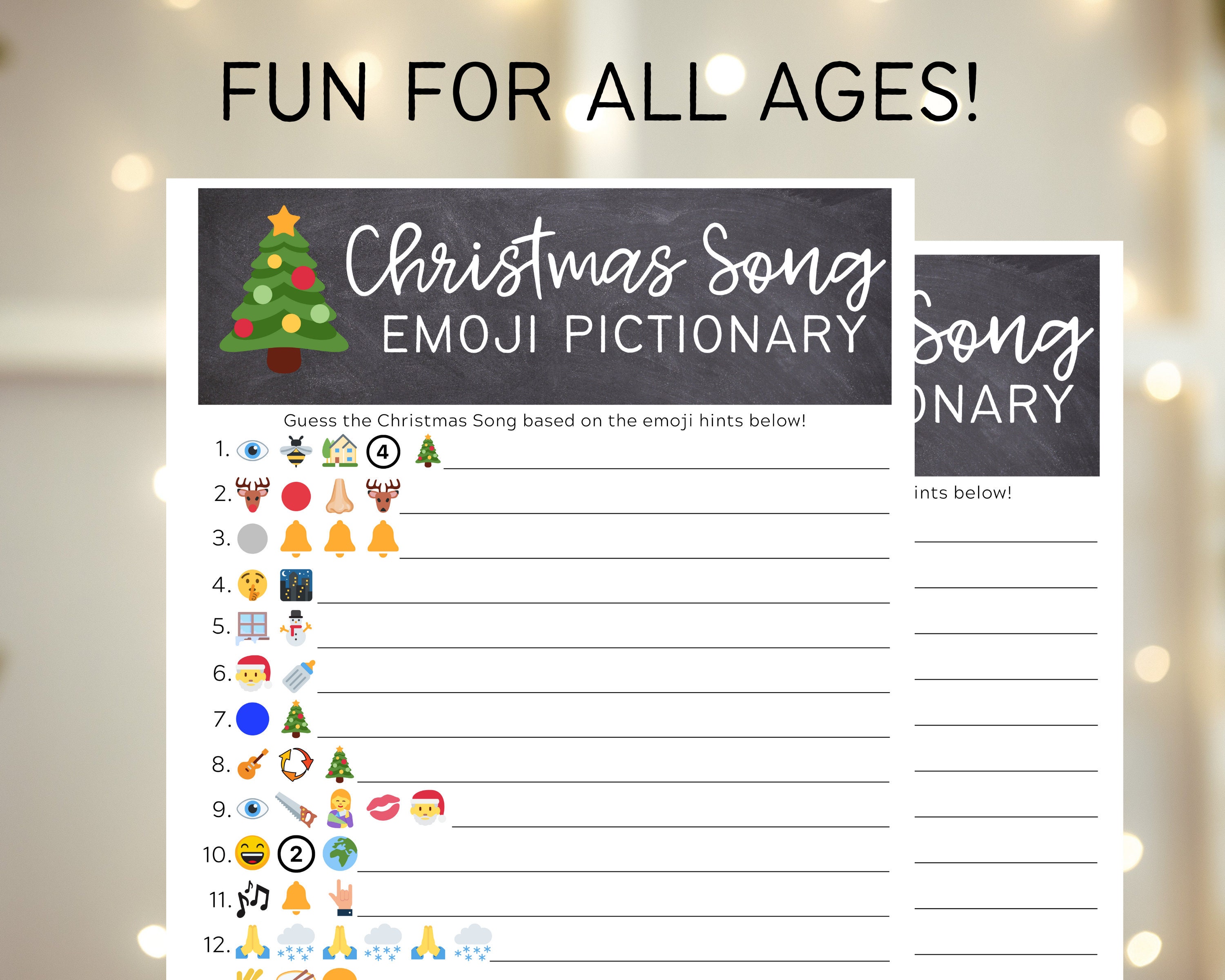 Christmas Emoji Pictionary Christmas Songs Christmas - Etsy