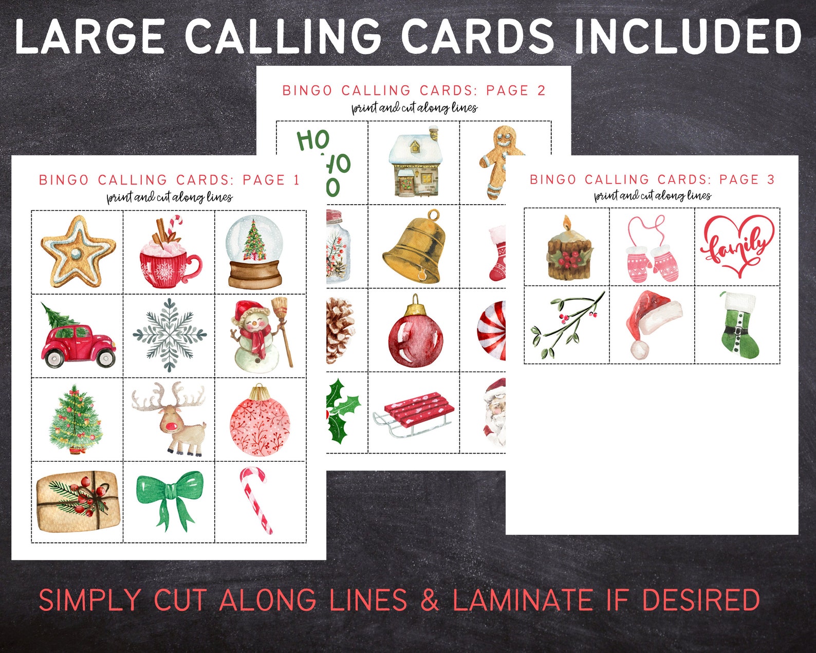 Christmas BINGO Game for Kids and Adults Christmas Printable | Etsy