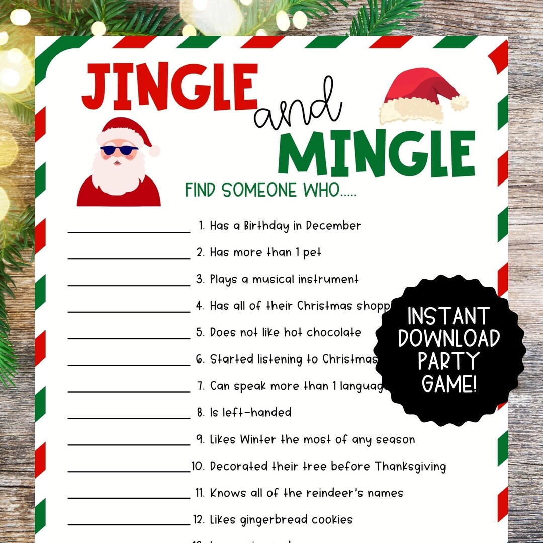 Holiday Party Jingle and Mingle Game | Office Party Game | Work Party ...
