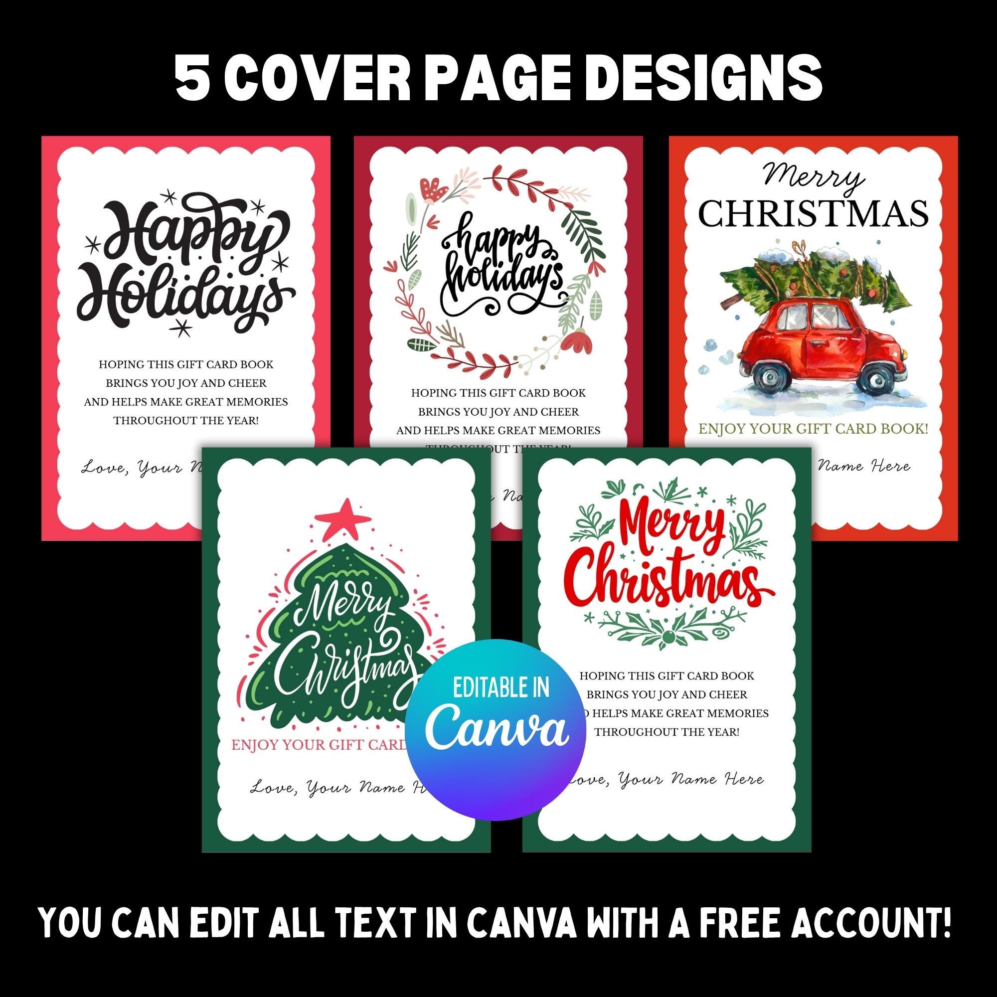 Christmas Editable Gift Card Book | Gift Card Holder | Gift for Teen ...