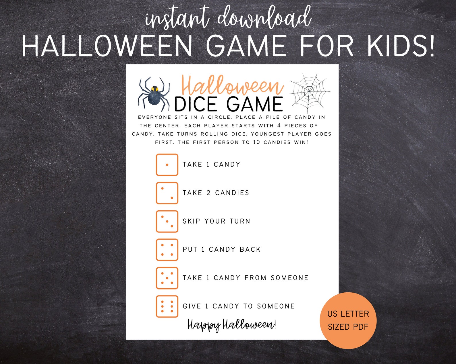 Printable Halloween Dice Game Kids Halloween Game | Etsy