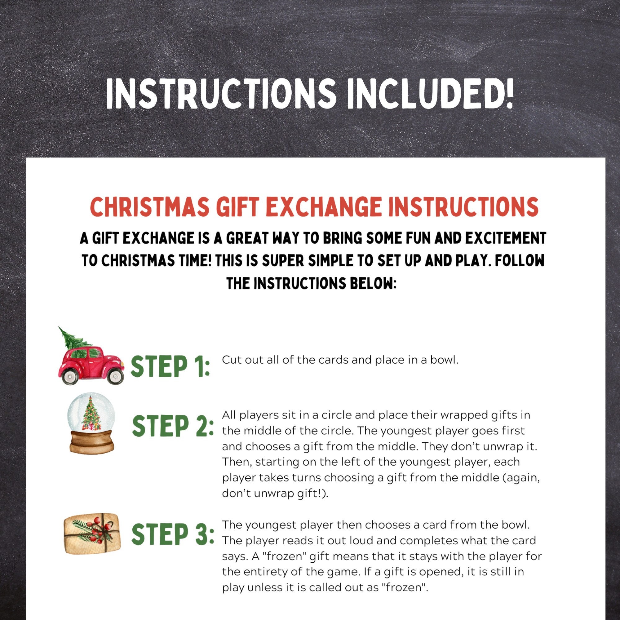 Christmas Gift Exchange Game | Printable Christmas Game | White ...