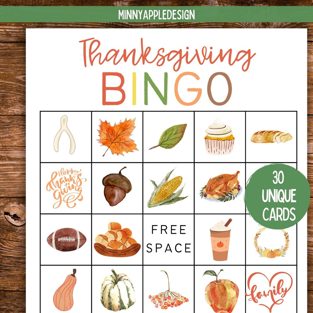 Thanksgiving BINGO Game for Kids and Adults Thanksgiving Printable ...