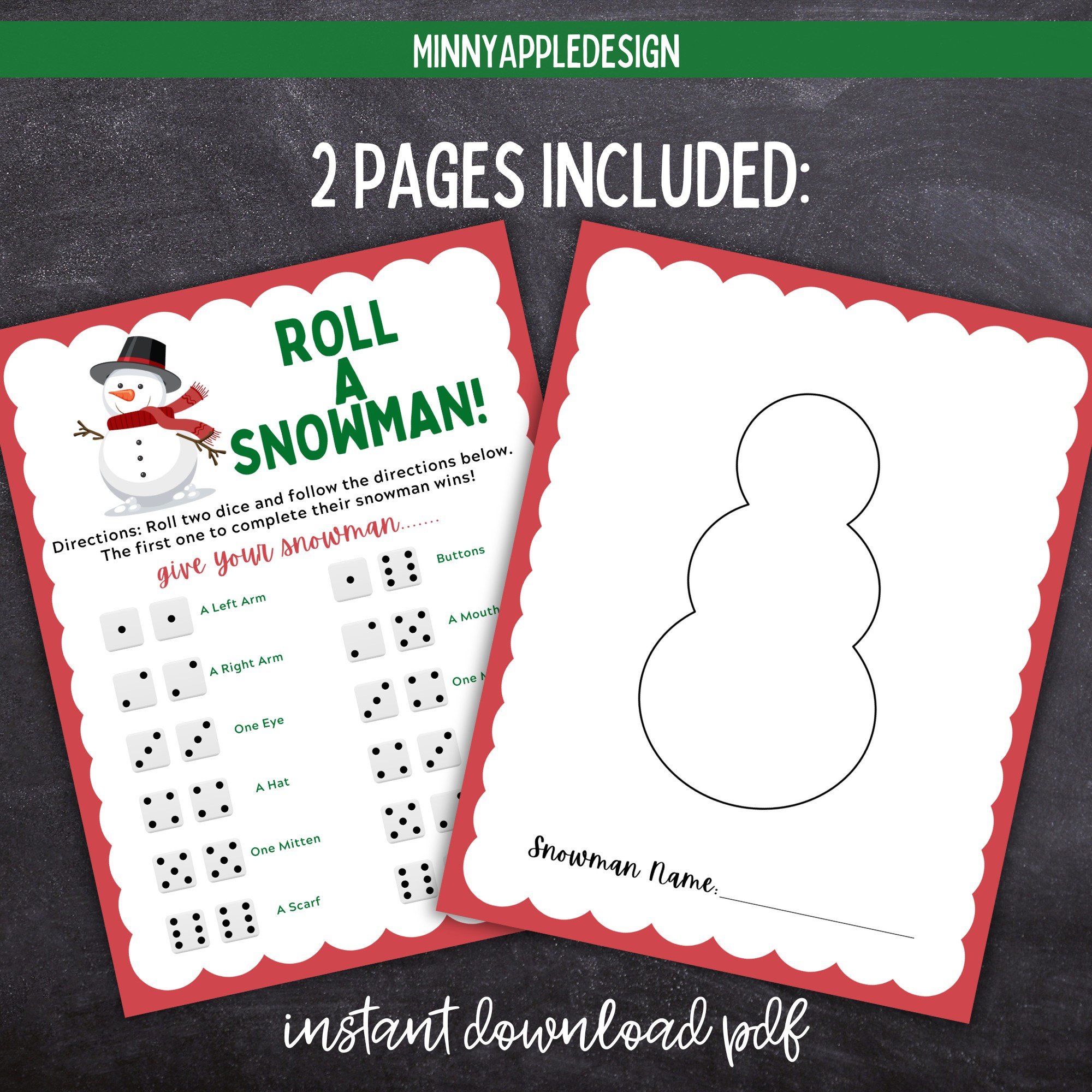 Roll a Snowman Dice Game | Christmas Activity for Kids | Christmas Game ...
