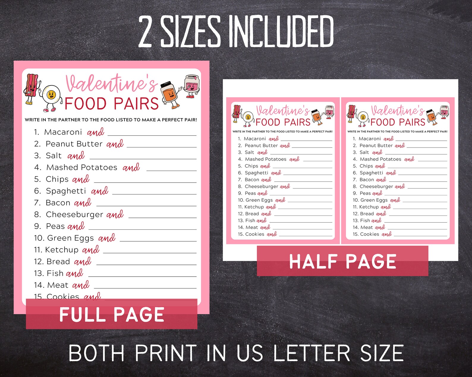 Valentines Day Food Pairs Game | Valentines Day Activity | Valentines ...