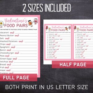 Valentines Day Food Pairs Game | Valentines Day Activity | Valentines ...