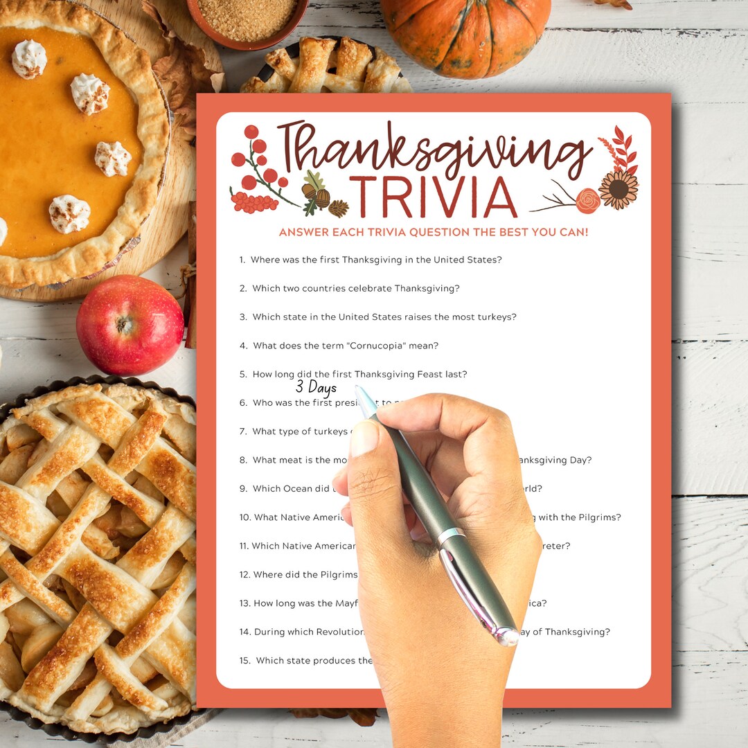 Thanksgiving Trivia Game | Thanksgiving Printable Game | Thanksgiving ...