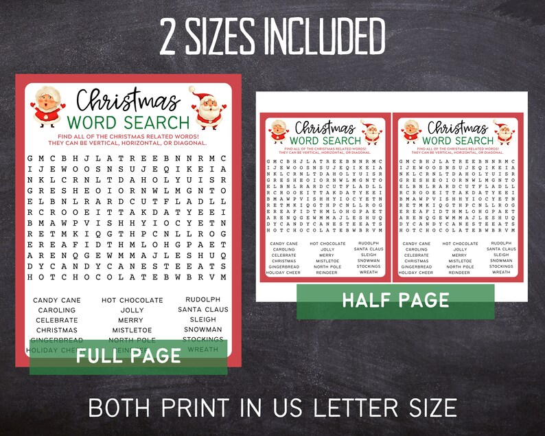 Christmas Word Search Christmas Game for Kids Printable - Etsy