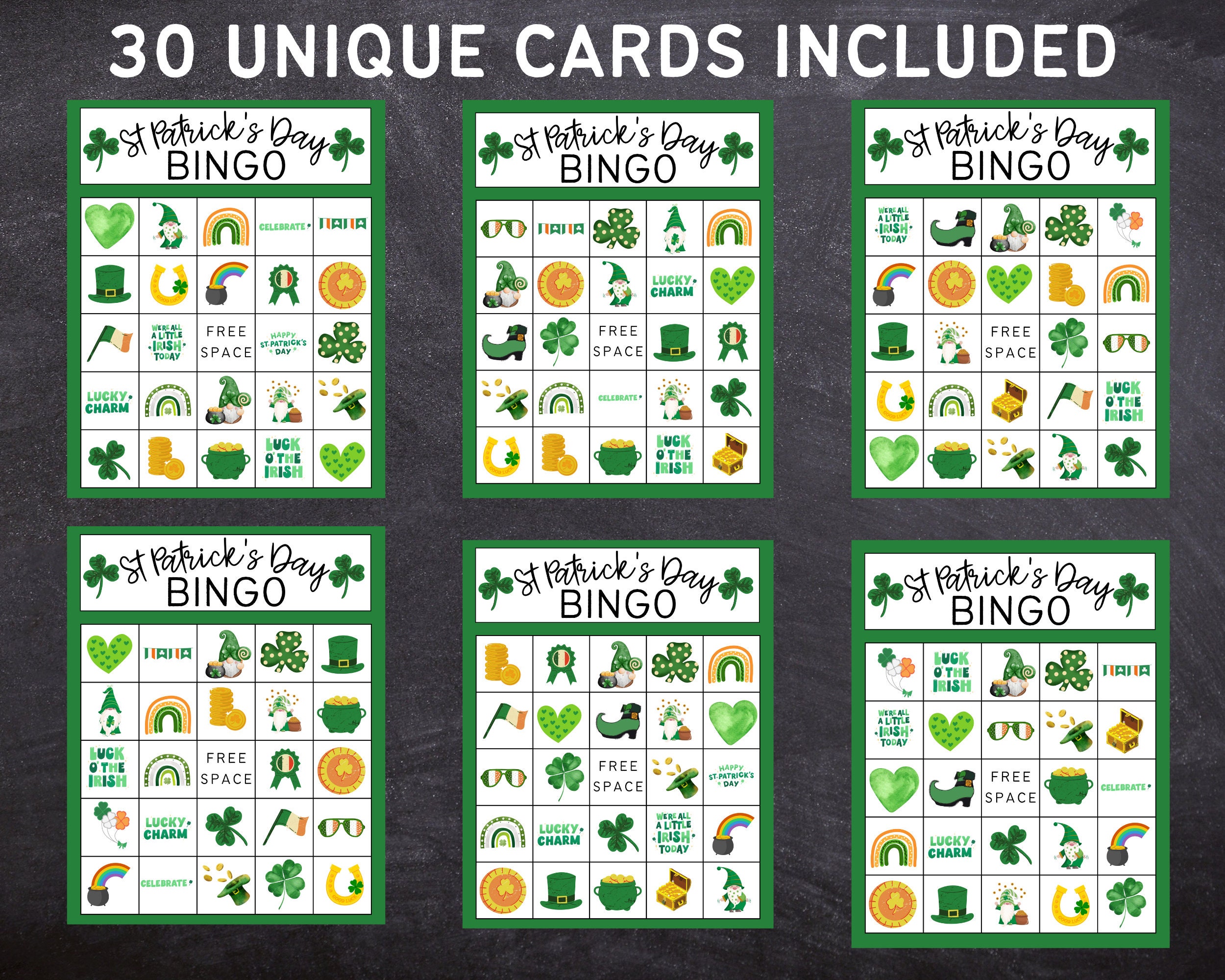 St Patrick's Day BINGO Game for Kids and Adults St - Etsy