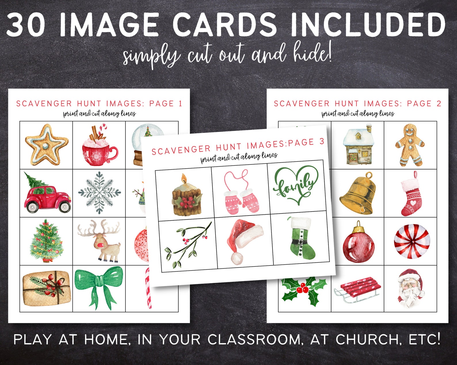 Christmas Picture Scavenger Hunt for Kids | Christmas Party Game ...