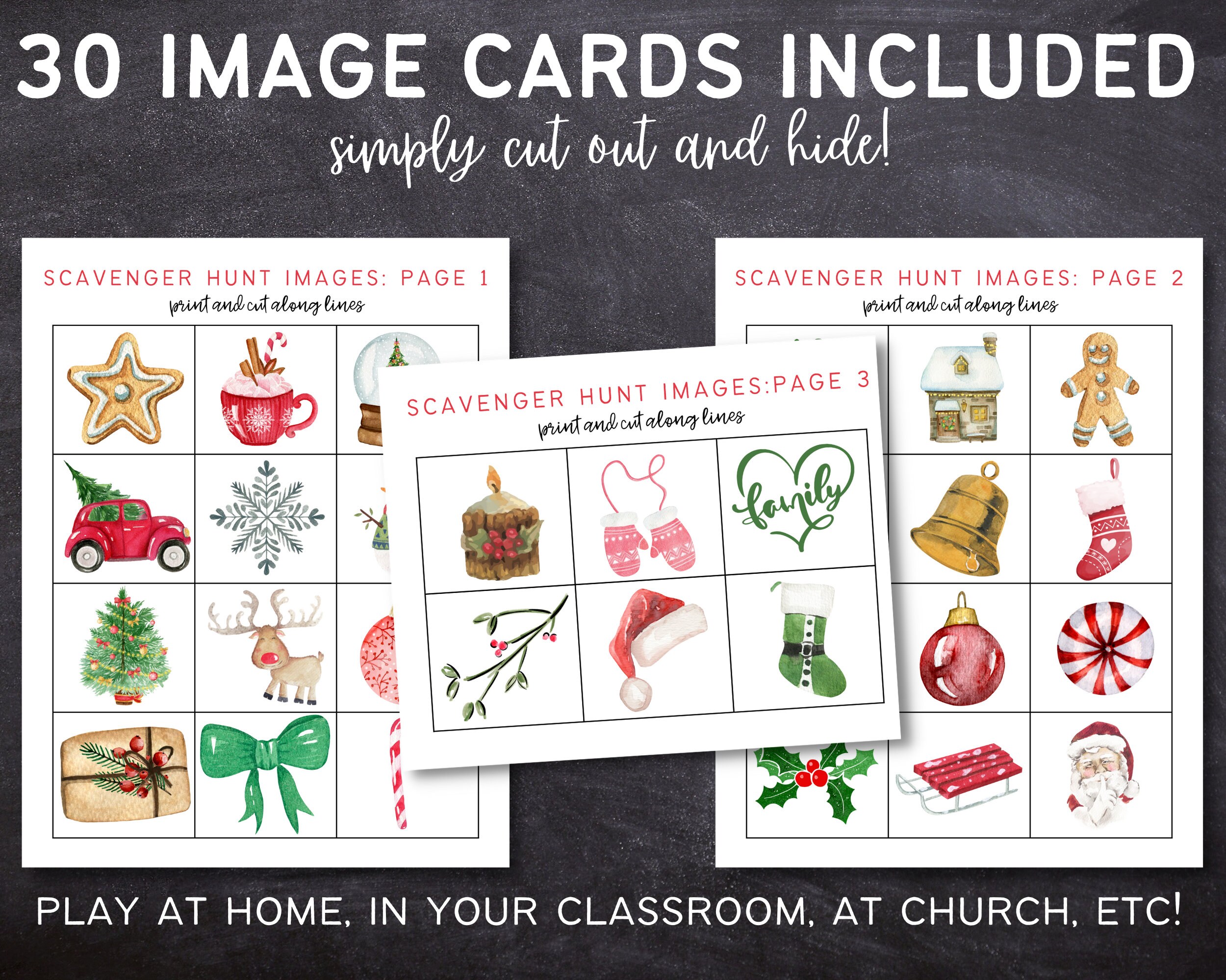 Christmas Picture Scavenger Hunt for Kids | Christmas Party Game ...