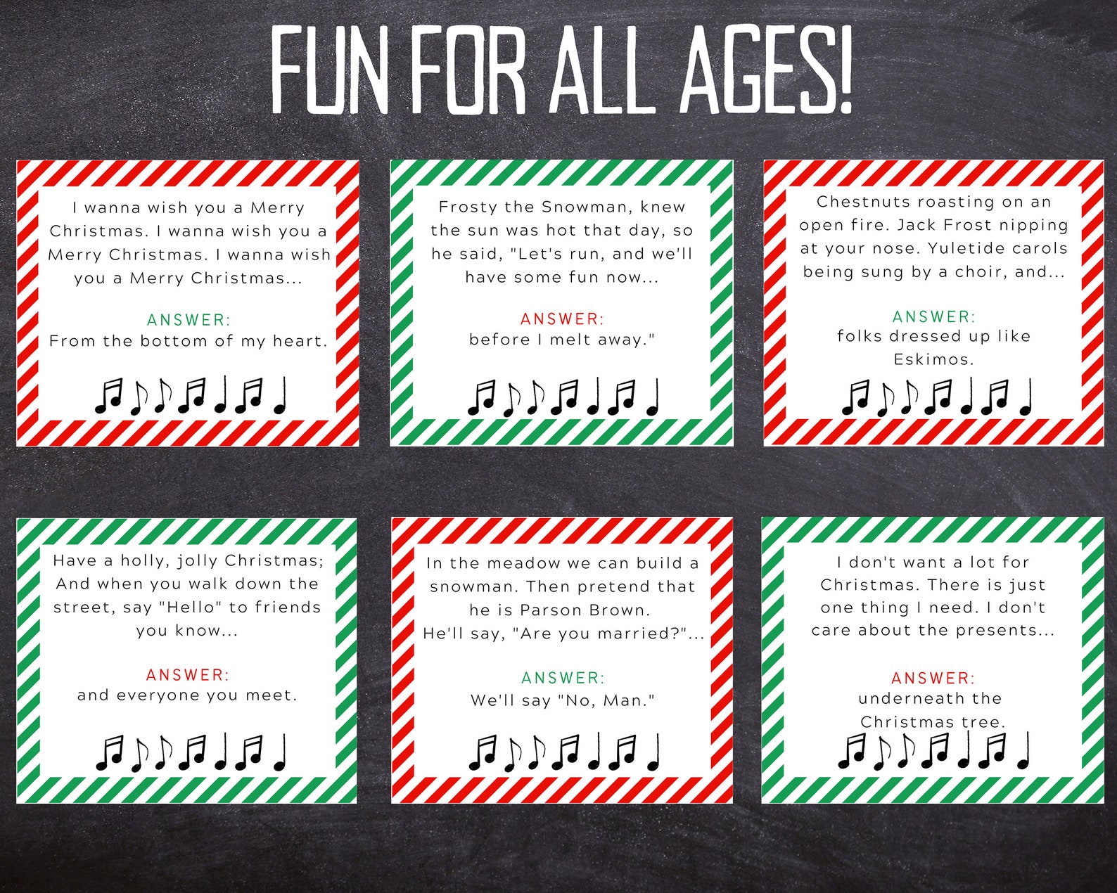 Christmas Carol Finish the Lyric Game Printable Christmas - Etsy