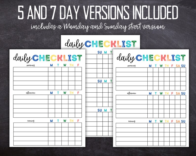 Printable Editable Daily Checklist for Kids Teens and Adults - Etsy
