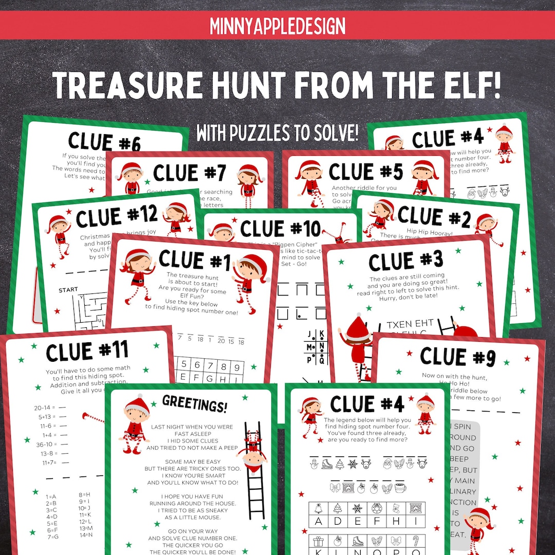 Elf Treasure Hunt for Kids | Elf Scavenger Hunt Hunt | Elf Letter | Elf ...