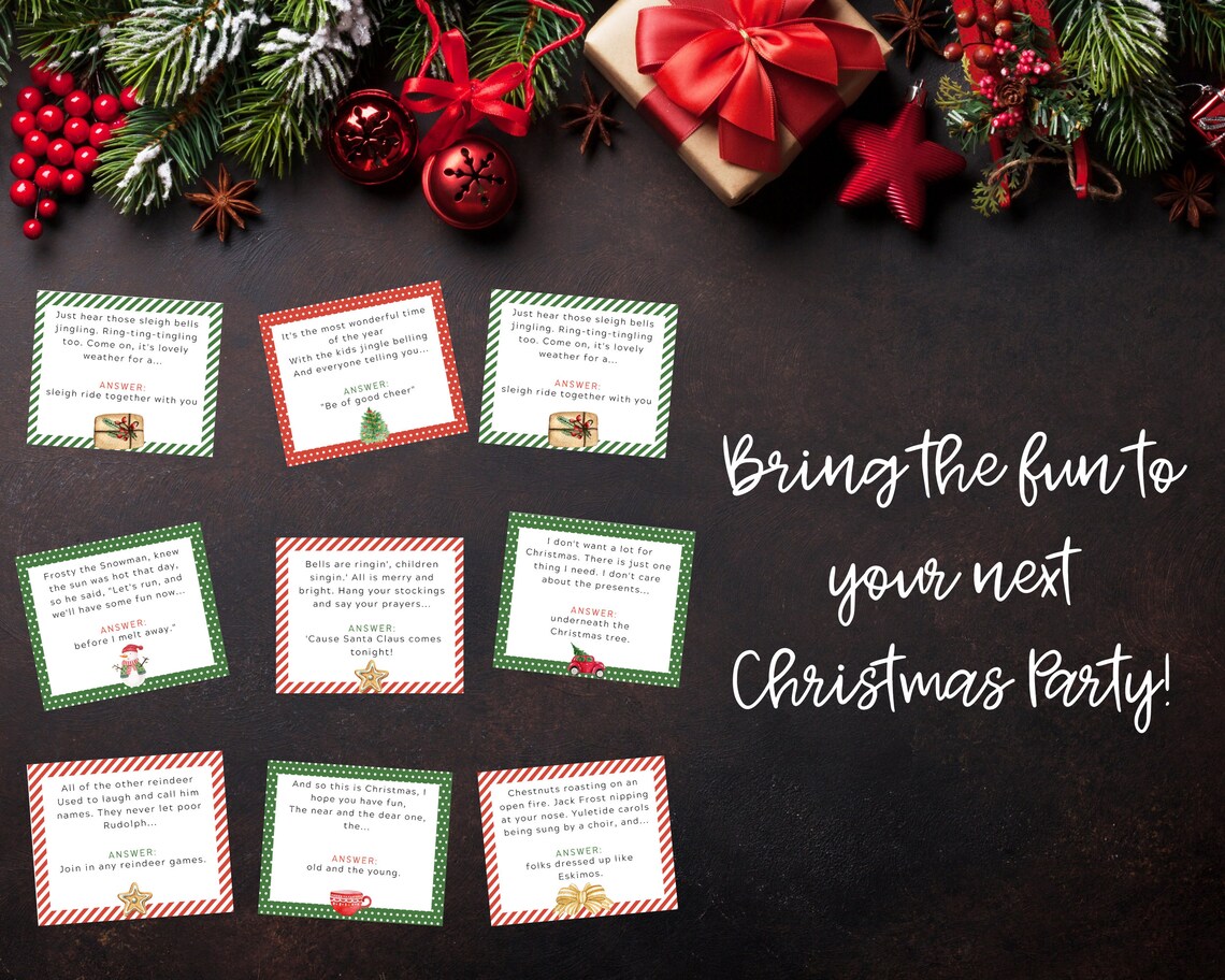 Christmas Carol Finish the Lyric Game Printable Christmas - Etsy