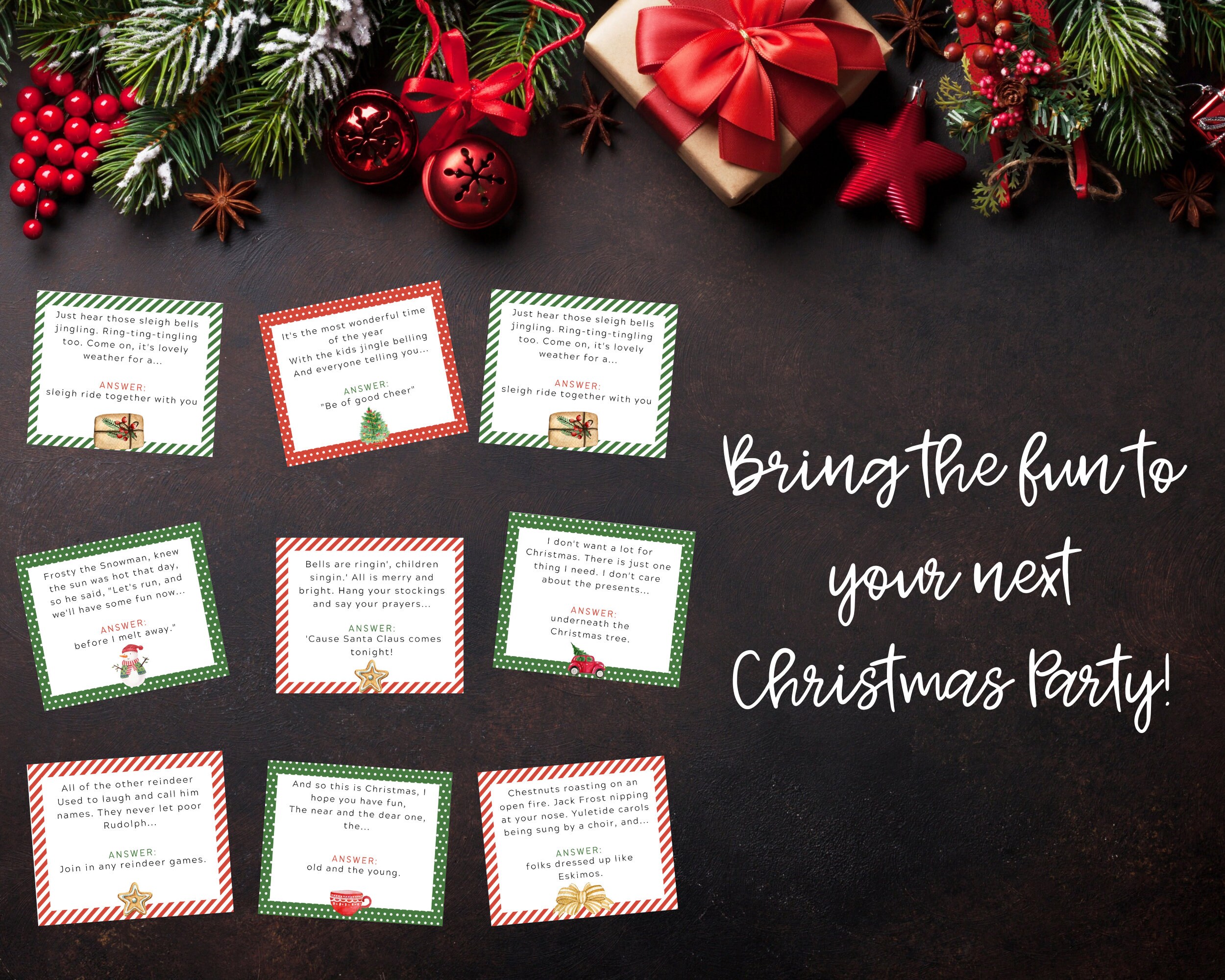 Christmas Carol Finish the Lyric Game Printable Christmas - Etsy