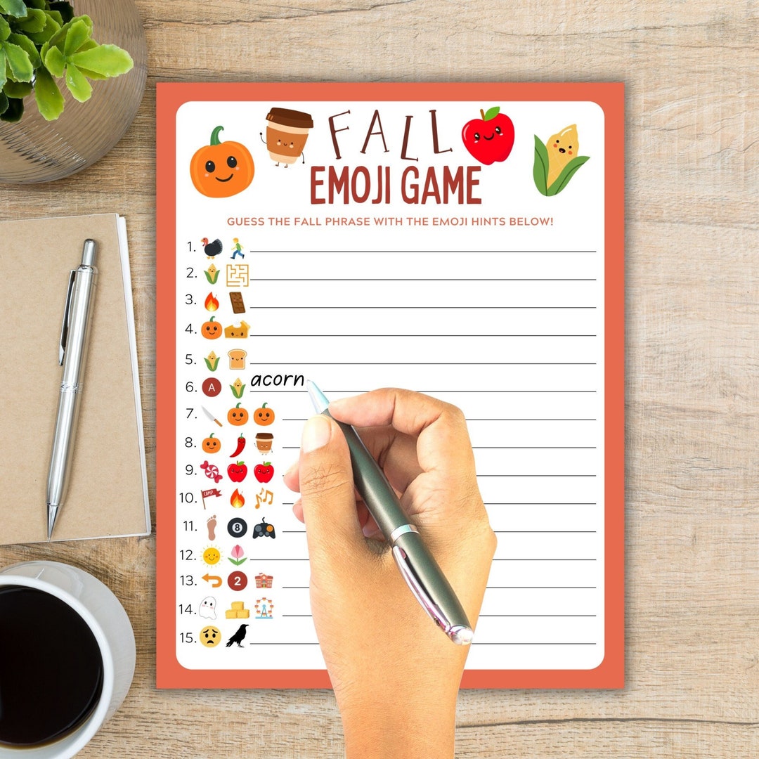 Fall Emoji Pictionary | Fall Printable Game | Fall Emoji Game ...