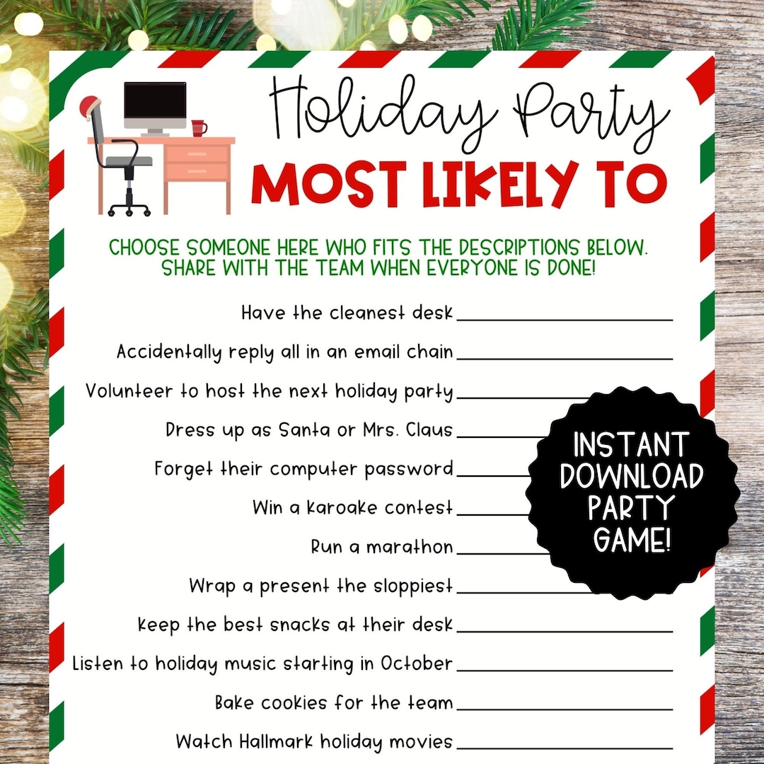 Holiday Party Most Likely to Game | Office Party Game | Work Party Game ...