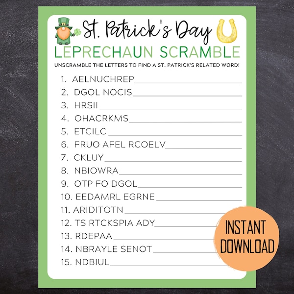 St Patricks Day Word Scramble - Etsy