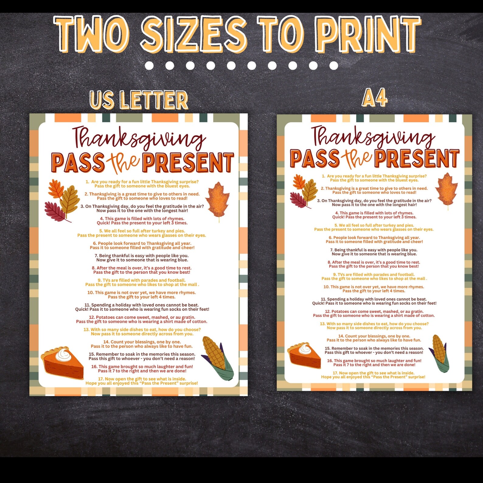 Thanksgiving Pass the Present Game | Thanksgiving Game | Thanksgiving ...