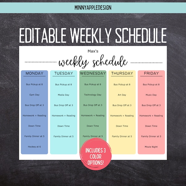 Weekly Schedule - Etsy