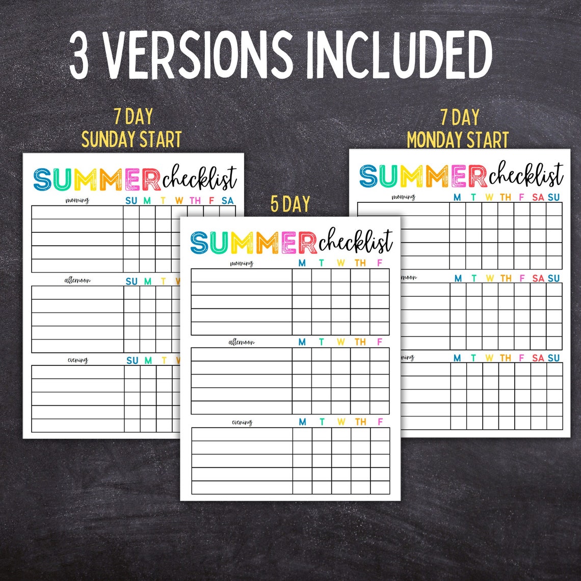 Printable Editable SUMMER Daily Checklist for Kids | Chore Chart for ...